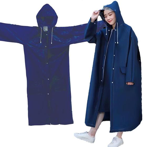 Capa de Chuva impermeável c/ regulador de touca Azul Marinho ...