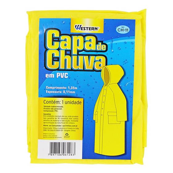 Capa de Chuva Para Adulto com Capuz em PVC - Western - Capa de Chuva ...