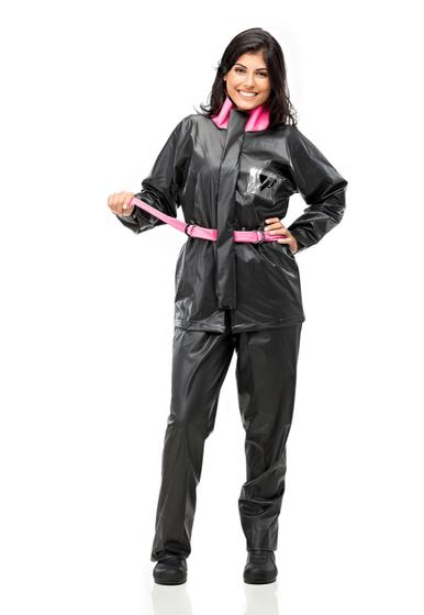 Capa De Chuva PVC Pantaneiro Tornado Feminino Preto e Rosa - Alba ...