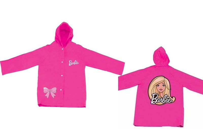 Capa De Chuva Rosa Da Barbie Infantil Com Touca Tamanho G - Brizi ...