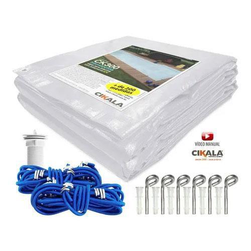 Capa de Piscina Transparente CK300 4.5x2.5 Metros com Ilhós a cada ...