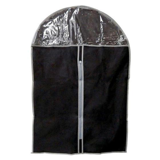 Capa para Terno com Zíper em TNT Preta e Plástico PVC Transparente ...