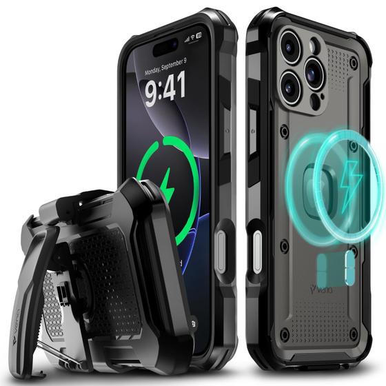 Capa robusta VENA vArmor para iPhone 16 Pro Max com coldre preto ...
