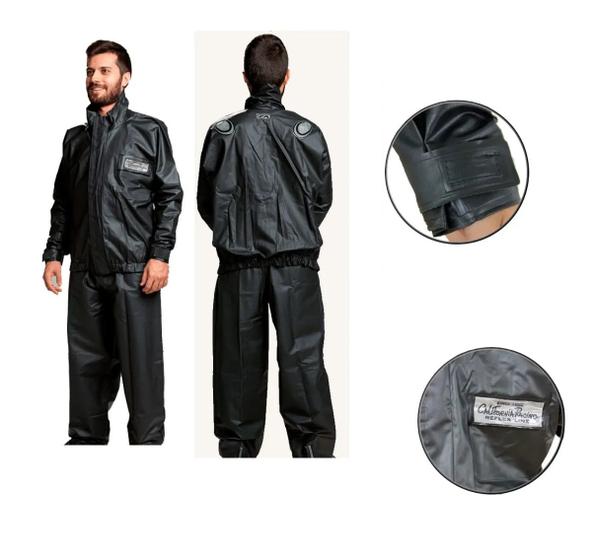 Capa Roupa De Chuva Califórnia Racing Preta Pvc Impermeável Moto ...