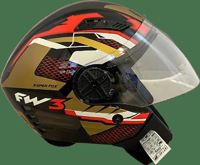 Capacete Aberto Fw3 X Open Fox com Óculos Interno Branco Dourado e ...