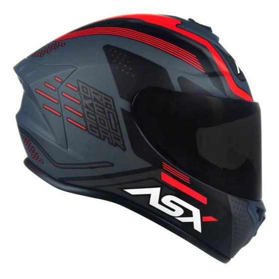 Capacete Asx Draken Cougar Cinza Preto Vermelho Fosco - Capacetes de ...