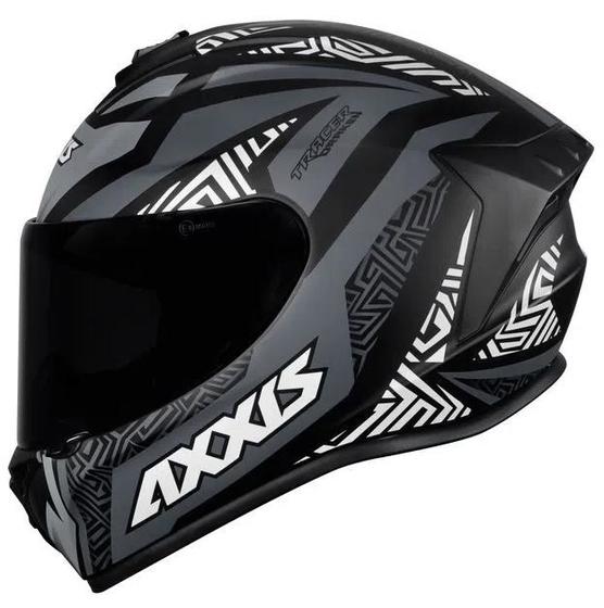 Capacete Axxis Draken Tracer Matt Black/Grey/White Viseira Transparente ...