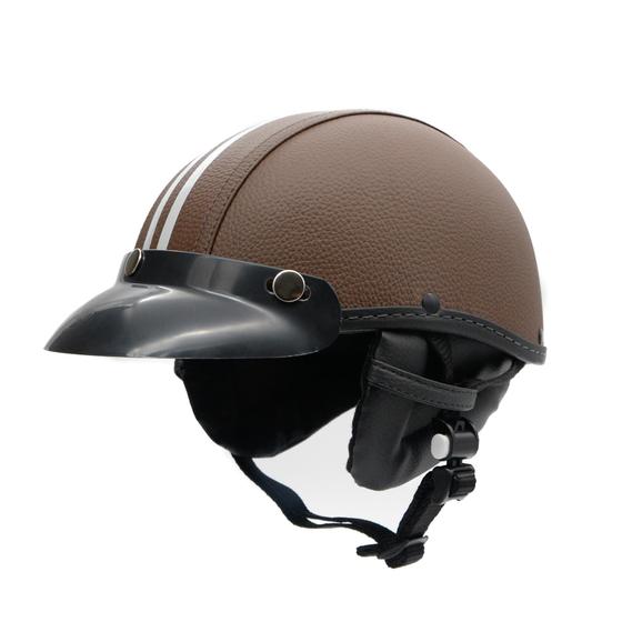 Capacete Coquinho Scooter Moto Elétrica Bike Couro Marrom - BR101 ...