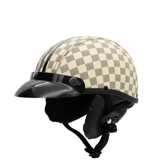 Capacete Coquinho Scooter Moto Elétrica Bike Couro Xadrez - BR101 ...