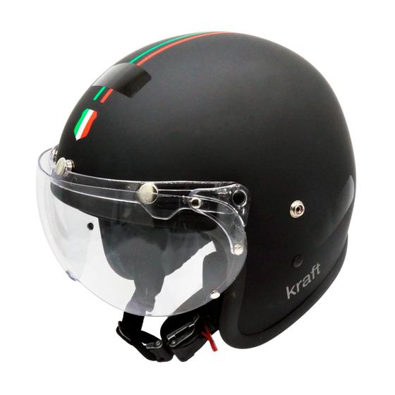 Capacete de Moto Retro Old School Kraft Premium Lancamento Itália Preto ...