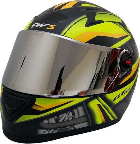Capacete fw3 gtn r1 com viseira cromada extra - Capacetes de Moto ...