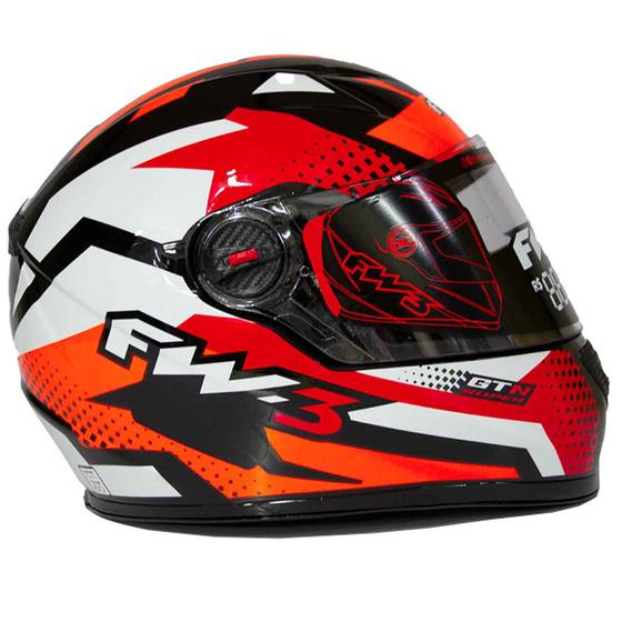 Capacete Fw3 Gtn Super Preto Vermel Laranja Branco - Capacetes de Moto ...