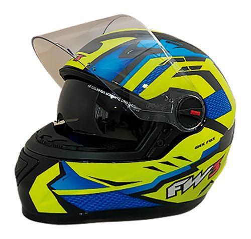 capacete fw3 gtx fox amarelo/azul c/oculos nº 58 - Capacete de Moto ...