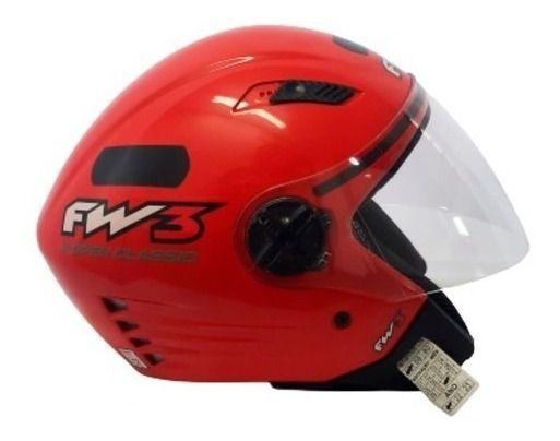 Capacete fw3 x open classic vermelho brilhante 56 - Fw3 Capacetes ...