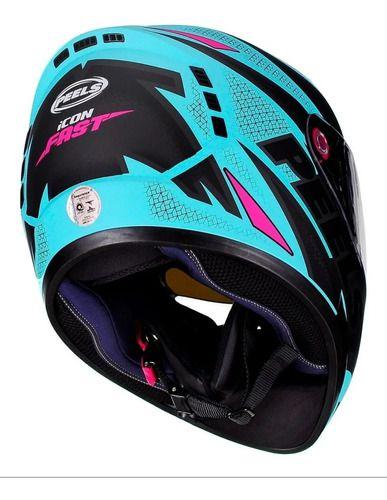 Capacete Icon Fast Verde Agua Fosco com Rosa 58 Peels - Capacete de ...