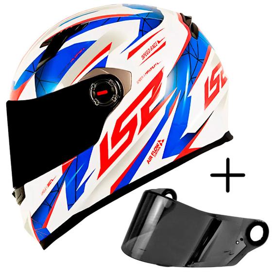 Capacete LS2 FF358 Draze Brnco Azul Vermelho + Viseira Fumê - Capacetes ...