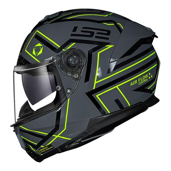 Capacete LS2 Stream 2 FF808 Maze Cinza e Preto Brilhante Masculino e ...