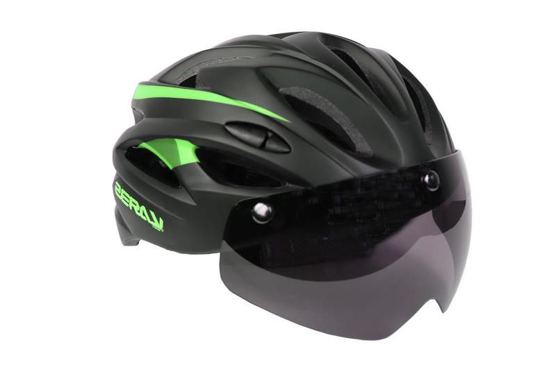 Capacete Mtb Zeray Tour + Lente Sol E Led Pto/verde Fosco - Capacete ...