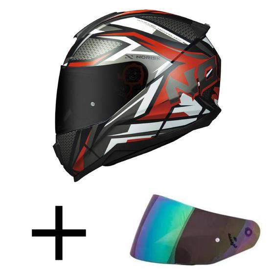 Capacete Norisk Razor Sharp Preto Cinza e Vermelho Mais Viseira ...