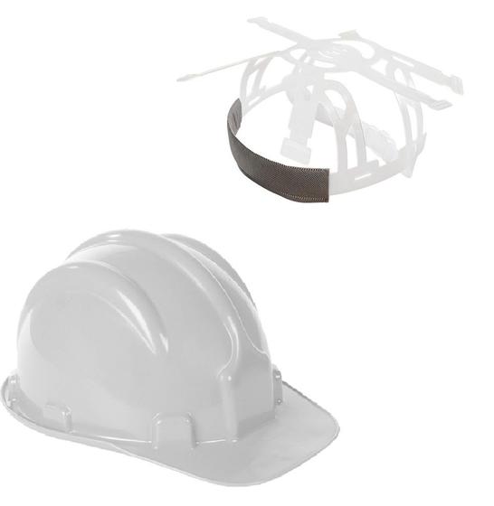 Capacete P/ Obra Pedreiro Construção Branco C/ Carneira - PLASTCOR ...