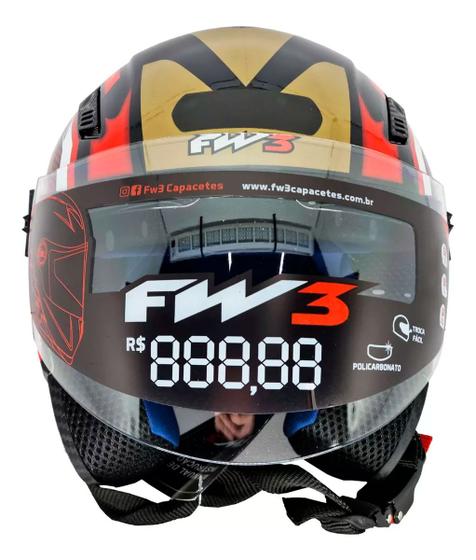 Capacete Para Moto Aberto X Open Up Fox Fw3 Óculos Interno - Capacete ...