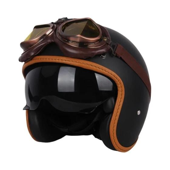 Capacete Retrô 3/4 Aberto - Design Vintage para Homens e Mulheres ...