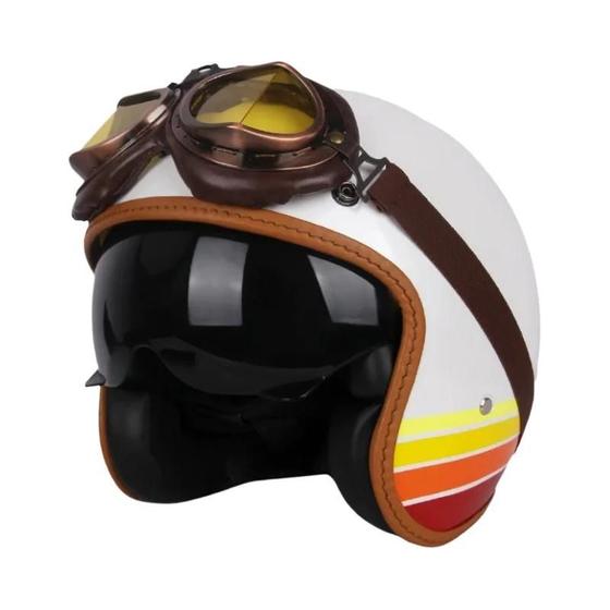 Capacete Retrô 3/4 Aberto - Design Vintage para Homens e Mulheres ...