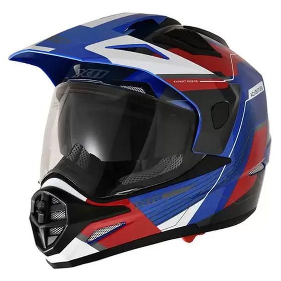 Capacete X11 Crossover Adventure Azul Vermelho Branco - X11 EXPERT ...