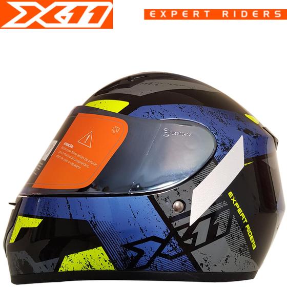 Capacete X11 Pro Masculino Azul Neon com Viseira Extra - X11 EXPERT RIDERS - Capacete de Moto ...