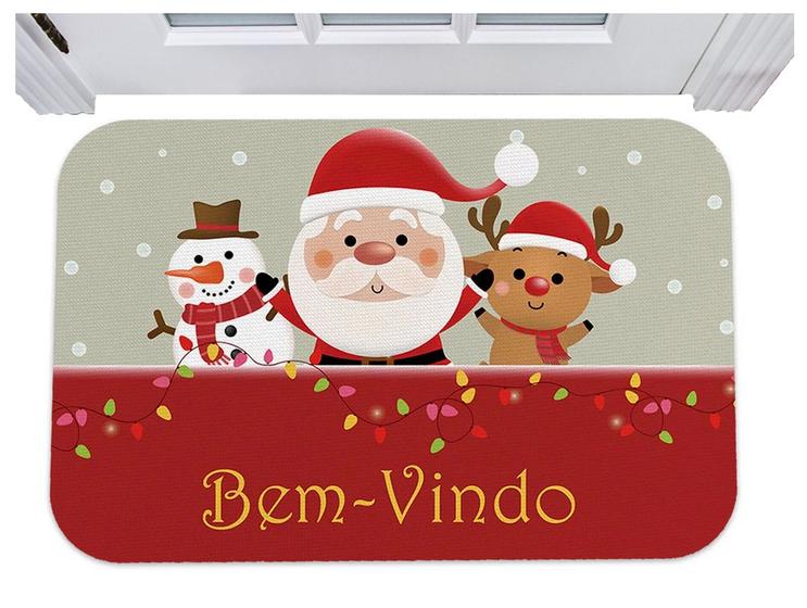 Capacho bem vindo papai noel rena boneco de neve tapete - Super ...