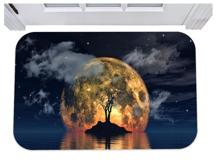 Capacho ilha arvore solitária lago lua cheia tapete 40x60 - Super ...