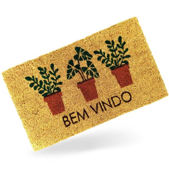 Capacho tapete fibra de coco bem vindo modelo com vasos - TAPETES ...