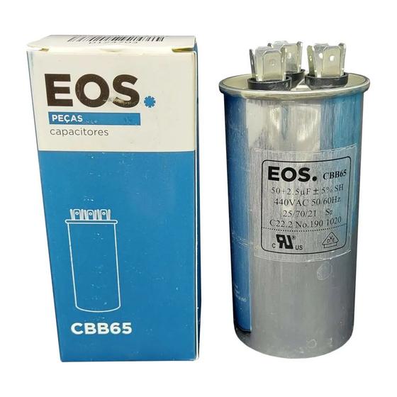 Capacitor CBB65 50+2.5 Uf MFD 440 VAC Marca EOS Para Ar Condicionado ...