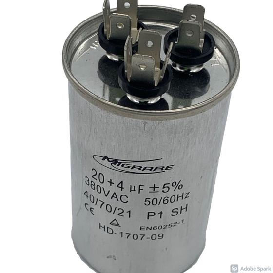 Capacitor De 20+4 Uf 380vac Ar Condicicionado - MIGRARE - Capacitor ...