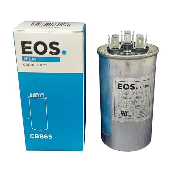 Capacitor Duplo 35+5 Mfd 440V Com Terminal 50mm X 90mm Corpo Aluminio ...