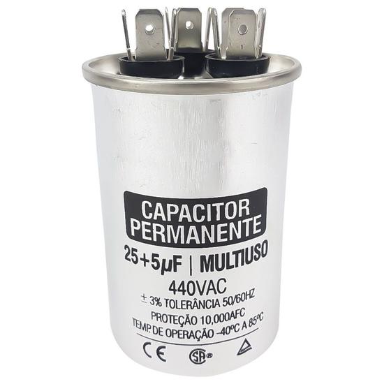 Capacitor Permanente 25 + 5 mf 440V Duplo Para Ar Cond - Multifrio ...