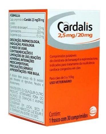 Cardalis 2,5mg/20mg - Para Cães De 5 A 10kg - 30 Comprimidos - Ceva ...