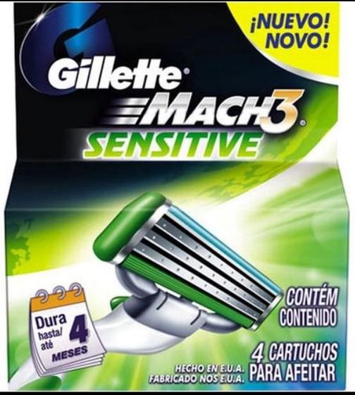 Carga Gillette Mach 3 Sensitive - 4 Unidades - Lâmina e Carga para ...