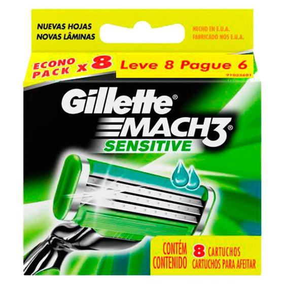Carga Gillette Mach 3 Sensitive - 8 Unidades - Lâmina e Carga para ...