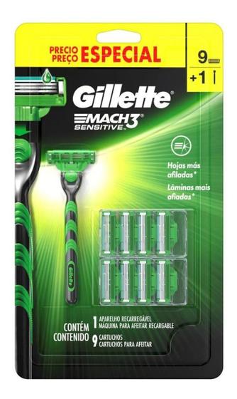 Carga Gillette Mach3 Sensitive 9 Unidades + Aparelho Mach 3 - Produtos ...