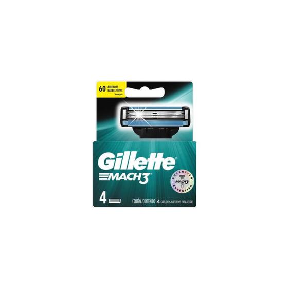 Carga Gillette Mach3 Tradicional c/4 uni - Lâmina e Carga para Aparelho ...