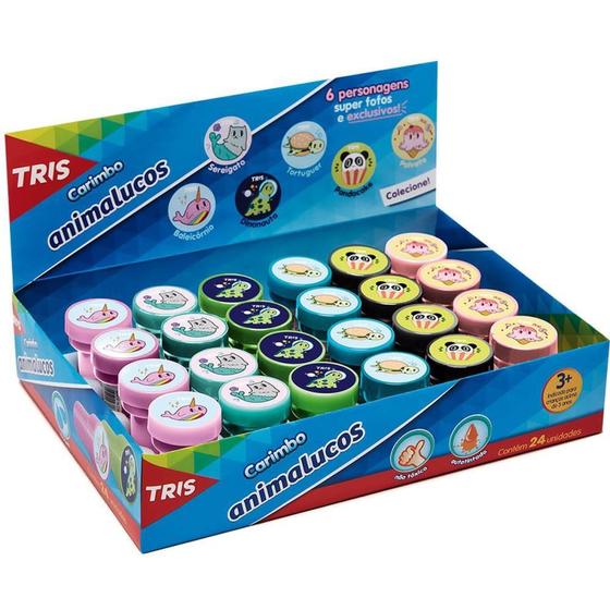 Carimbo Pedagógico Animalucos 06 Modelos Sortidos Display com 24 - Summit - Carimbos Infantil ...