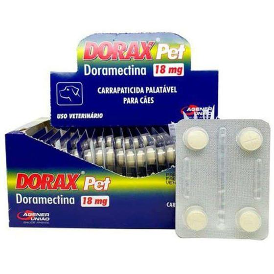 Carrapaticida Dorax Pet Doramectina 18 Mg - Cartela C/4 Comprimidos ...