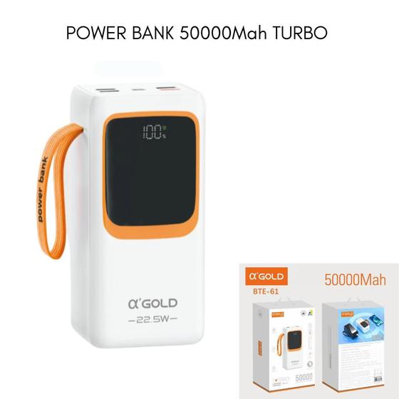 Carregador Portátil Power Bank Grande 50000mah Turbo 22.5W PD Rápido AGOLD BTE-61 - A'Gold ...