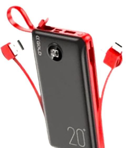 Carregador Portátil Universal Turbo Power Bank 20000mAh entradas Tipo C e Micro USB V8 e duas ...