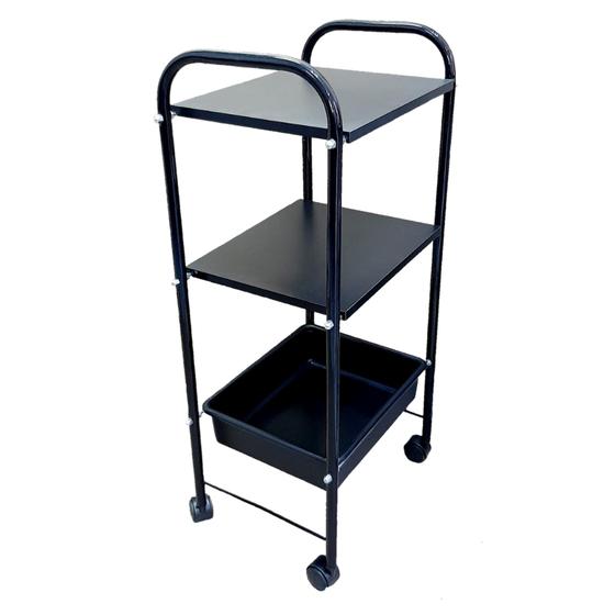 Carrinho Auxiliar Estética 2 Tampos e 1 Bandeja - Mbm Decor - Carrinho para Salão de Beleza ...