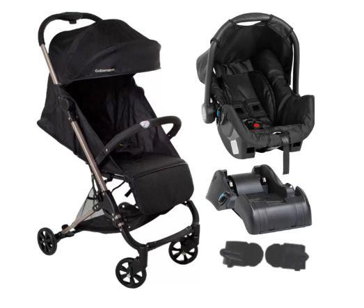 Carrinho de Bebe com Bebe Conforto Base Galzerano Bali Black - Carrinho ...