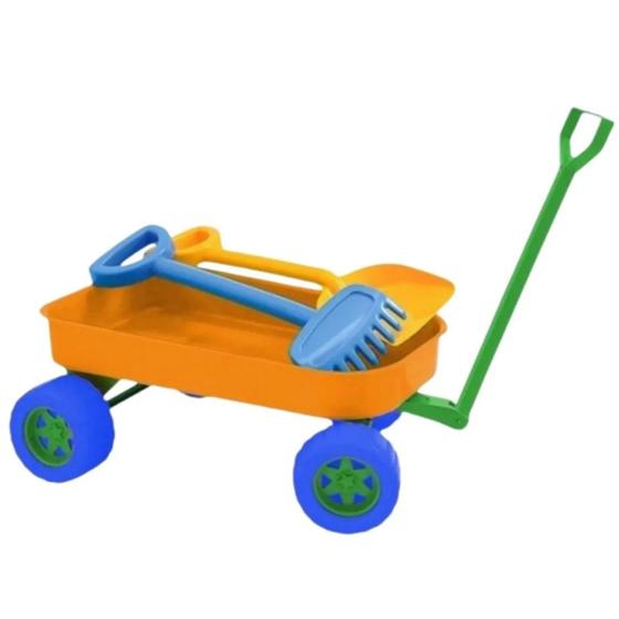 Carrinho De Brinquedo Menino Com Rastelo E Pázinha - Brinquedo Infantil ...