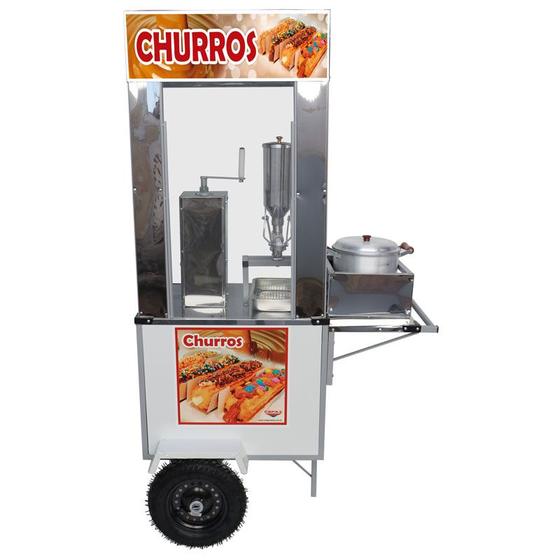 Carrinho de Churros Luxo Econômico de Aço Carbono Branco com Rodas ...