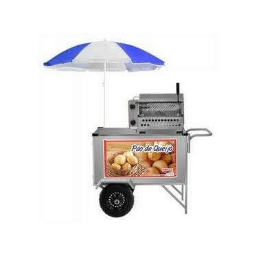 Carrinho de Pão de Queijo Inox Guarda Sol e Rodas Pneumática - Comércio ...